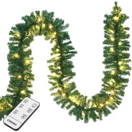 Casaria Weihnachtsgirlande led Beleuchtet Innen & Außen IP44 Weihnachten Deko Weihnachtsdeko Girlande Tannengirlande Kunstgirlande 5m 100 LEDs +
