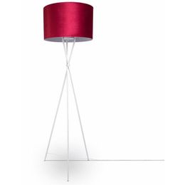 Pendelleuchte Stehleuchte Dreibein Wohnzimmer Lampenschirm Velours Unifarben E27 Stehleuchte - Weiß, Rot Weiß (Ø45.5 cm) - Paco Home