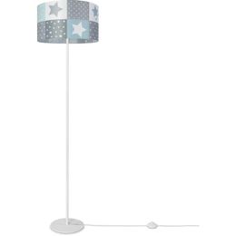 Stehlampe Kinderzimmer Lampenschirm Rund Stofflampe Stehleuchte Baby Bunt E27 Design 2 (Ø38 cm), Stehleuchte Einbein - Weiß - Paco Home