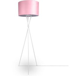Paco Home - Pendelleuchte Stehleuchte Dreibein Wohnzimmer Lampenschirm Velours Unifarben E27 Stehleuchte - Weiß, Pink Weiß (Ø45.5 cm)