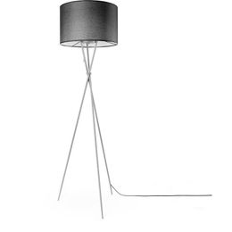 Stehleuchte Wohnzimmer Stoffschirm Tischlampe Textil Schirm E27 Nachtlicht Schwarz (Ø45.5 cm), Stehleuchte-Grau - Typ 1 - Paco Home