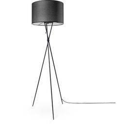 Stehleuchte Wohnzimmer Stoffschirm Tischlampe Textil Schirm E27 Nachtlicht Schwarz (Ø45.5 cm), Stehleuchte-Schwarz - Typ 1 - Paco Home