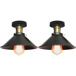 Wottes - 2Pcs E27 Retro Industrie Deckenleuchte Schlafzimmer Wohnzimmer Schmiedeeisen Deckenlampe 22CM