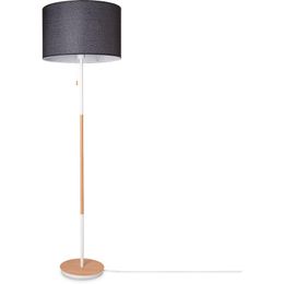 Stehleuchte Wohnzimmer Stoffschirm Tischlampe Textil Schirm E27 Nachtlicht Schwarz (Ø45.5 cm), Stehleuchte-Weiß - Typ 3 - Paco Home