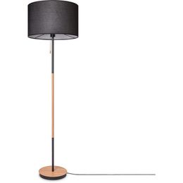 Stehleuchte Wohnzimmer Stoffschirm Tischlampe Textil Schirm E27 Nachtlicht Schwarz (Ø45.5 cm), Stehleuchte-Schwarz - Typ 3 - Paco Home