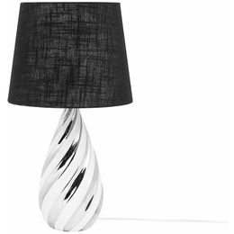 Beliani Tischlampe Silber Keramik 65 cm Stoffschirm Schwarz Vasenform Kabel mit Schalter Moderner Minimalistischer Look - Weiß