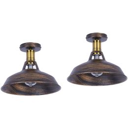 Wottes - 2Pcs Retro Eisenkunst Deckenleuchte Retro Metall Deckenlampe Küche Bar Restaurant Loft E27 Bronze