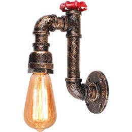 Wottes - Retro Wrought Iron Steampunk Wall Lamp Retro Wall Lamp Shade Metall Water Pipes Wall Sconce Kitchen Bar Bronze