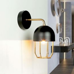 Licht-Erlebnisse Wandleuchte Loft Design Metall elegant in Schwarz Gold E14 - Schwarz, Gold