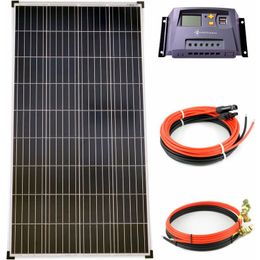 Solartronics Komplettset 1x130 Watt Poly Solarmodul 10A Laderegler gelb Kabel Solar Photovoltaik Inselanlage