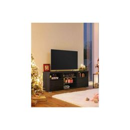 Songmics - vasagle TV-Schrank Fernsehtisch mit LED-Beleuchtung, 2 Schränke, 160 cm - Schwarz