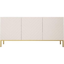 Bim Furniture - Kommode ginax 160 cm weiß glänzend mit Goldrahmen