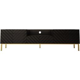 TV-Schrank ginax 190 cm schwarz glänzend mit Goldrahmen