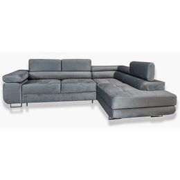 Polstersofa in L-Form anwari Couch mit Schlaffunktion mtv 85 Grau - Furnix