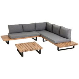 Kave Home - Zalika Set bestehend aus 5-Sitzer Ecksofa und Tisch aus massivem Akazienholz fsc 100%