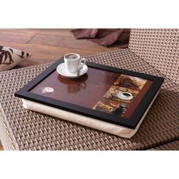 Dekoleidenschaft - Knietablett Kaffee 43x33x7 cm mit Kissen, Laptoptablett Betttablet Schoßtablett