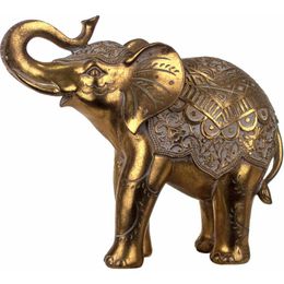 Signes Grimalt - Afrikanische Figur und Elefantenfiguren Afrikanische Elefant- und Goldene Elefanten 10x26x22CM 23983 - Dorado