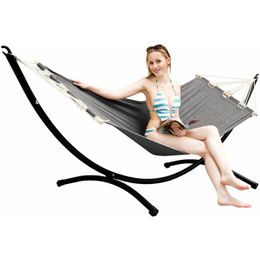 AMANKA Outdoor Hängematte mit Gestell - 300cm Hängemattengestell 190x80 Stabhängematte - grau