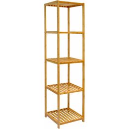 DuneDesign Badregal 38x39,5x162,5cm Bambus Holz Regal 5 Fächer Bad Badezimmer Standregal - braun