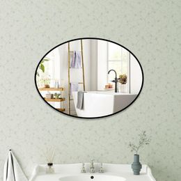 Boromal - Wandspiegel Schwarz Oval 60x80cm Badspiegel 80x60cm Wand Spiegel Schwarz Badspiegel Metallrahmen Kosmetikspiegel Standspiegel