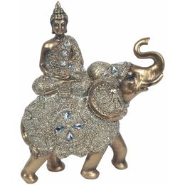 Signes Grimalt - Buddha -Figurenfiguren Sitzen Buddha auf Elefanten Buddhas 6x14x17cm 22589 - Dorado