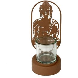 Signes Grimalt - Portavelas Dekoration Buddha mit Glashaltern mit Glas- und braunen Haltern 27x10x12cm 27532 - Marrón