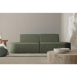 Sofa Designersofa 2-Sitzer milot in Stoff Ascot Bukla Moosgrün