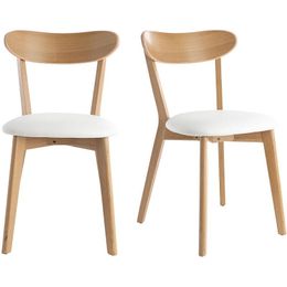 Miliboo Stühle im Eichen-Vintage und weiße Sitzfläche (2er-Set) DOVE - Weiß