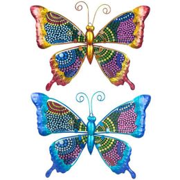 Wand Adorno Garden Setzen Sie Schmetterlinge 2 Einheiten Multicolor Garten 26x18x1cm 22943 - Multicolor - Signes Grimalt