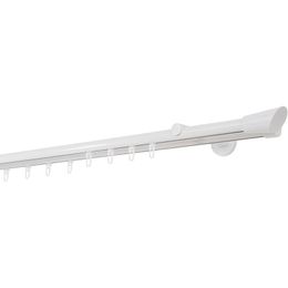 ONDECO - Gardinenstange auf Maß Innenlauf 20mm Rag 2-lauf Vorhangstange Wandträger 12cm Stilgarnitur mit Gleiter für Vorhänge - Weiß - 290cm