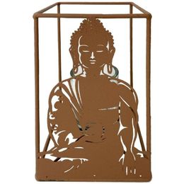 Portavelas Dekoration Buddha -Halter mit Glasvasen und braunen Halter 20x14x14cm 27530 - Marrón - Signes Grimalt