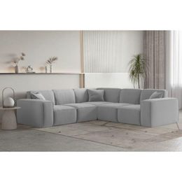 Ecksofa Designersofa celes premium Stoff Opera Velvet Hellgrau Seite Universal