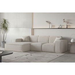 Ecksofa Designersofa celes premium Stoff Ascot Bukla Beige Ottomane Links