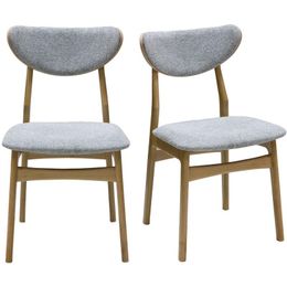 Miliboo Skandinavische Stühle aus graumeliertem Stoff mit Samteffekt und hellem Holz aus massiver Eiche (2er-Set) maya - Grau