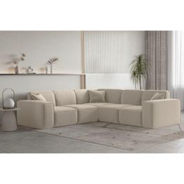 Ecksofa Designersofa celes premium in Stoff Opera Velvet Beige Seite Universal