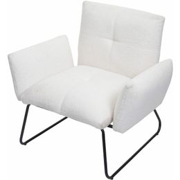 Neuwertig] Lounge-Sessel HHG 666, Cocktailsessel Sessel, Bouclé Stoff/Textil weiß - white