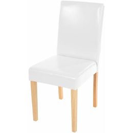 HHG [NEUWERTIG] Esszimmerstuhl Littau, Küchenstuhl Stuhl, Leder weiß, helle Beine - white