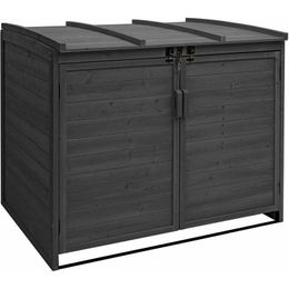Neuwertig] xl 2er-/4er-Mülltonnenverkleidung HHG 686b, Mülltonnenbox, erweiterbar 138x138x105cm Holz MVG-zertifiziert anthrazit - black