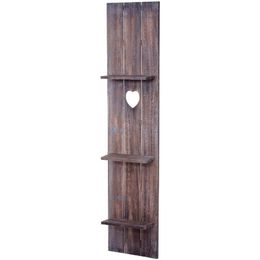 Neuwertig] Wandregal HHG 941, Wandpaneel Holzregal Regal, 3 Ebenen 150x33x13cm Massivholz Vintage braun shabby - brown