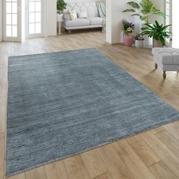 Paco Home - Teppich Handgefertigt Hochwertig Baumwolle Viskose Elegant Meliert In Dunkelgrau 120x170 cm