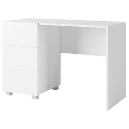 Lomadox Arbeitsplatz Schreibtisch mit 3 Schubladen in weiß Hochglanz CAIRNS-132, b/h/t ca. 110/77/50 cm - weiß