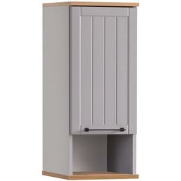 Lomadox Badezimmer Hängeschrank in grau mit Eiche Nb. JAUSA-80 Landhaus-Stil, b/h/t ca. 30,3/70,8/20,5 cm - grau