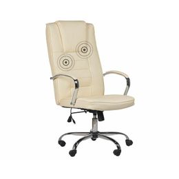 Beliani Massagesessel Beige Kunstleder Verschromtes Metall mit Heizfunktion Büro Arbeitszimmer elegant - Silber