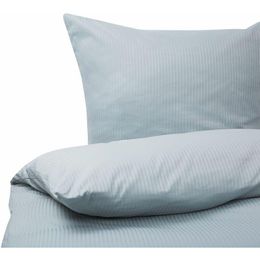 Beliani - Bettwäsche Set Grau Streifen Baumwolle 3-teilig Überlänge für Doppelbett 200x220 cm 2 Kopfkissenbezüge und Deckenbezug mit Knopfverschluss