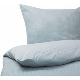 Beliani Bettwäsche Set Grau Streifen Baumwolle 3-teilig Komfortgröße für Einzelbett 155x220 cm 2 Kopfkissenbezüge und Deckenbezug mit Knopfverschluss - Grau