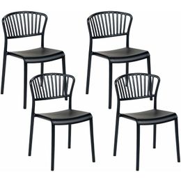 Beliani Esszimmerstühle 4er Set Schwarz aus Kunststoff für Innen- und Außenbereich Geeignet Moderner Stil Plastik Gartenstühle für Garten Esszimmer - Schwarz