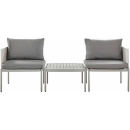 Beliani Lounge-Set Hellgrau Aluminium Modular 3-teilig Stapelbar 2-Sitzer mit Couchtisch und Auflagen Modern Terrasse Garten Outdoor Möbel Ausstattung - Grau