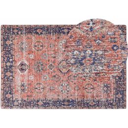 Beliani - Teppich Läufer Rot und Blau aus Baumwolle 200 x 300 cm Rechteckig Orientalisch Gemustert Boho Stil Hausflur - Blau