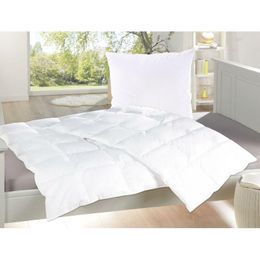 Bestlivings Betten-Set 135x200cm / 80x80cm, Daunenfeeling Füllung, Bezug aus 100% Baumwolle, maschinenwaschbar und Hausstauballergiker geeignet - Oeko-TEX - Weiß