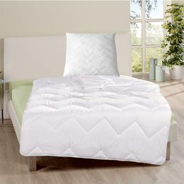Bestlivings Hochwertige Bettdecke 135x200cm inkl. Kopfkissen 80x80cm, Nachhaltig produziert mit Umweltsiegel ( eu Ecolabel ), Hausstauballergiker geeignet - Weiß
